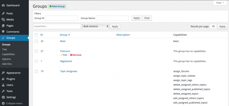 Groups | Itthinx Documentation