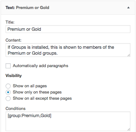 Widgets | Itthinx Documentation