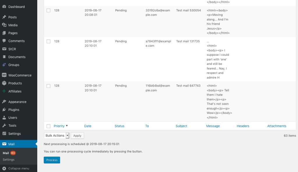 Mail Queue | Itthinx Documentation